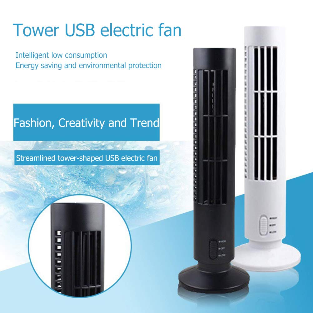 Gonetre Portable Air Cooler Vertical Bladeless Fan USB Desktop Air Conditioner Fan Mini Cooling Tower Fan for Home Office (Black)