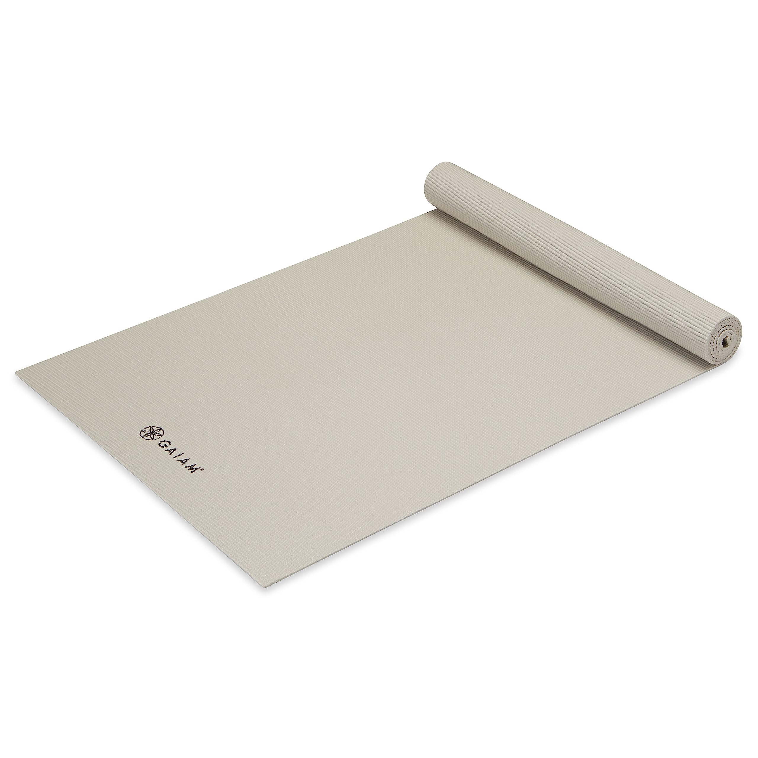 Gaiam Yoga Mat Premium Solid Color Non Slip Exercise & Fitness Mat for All Types of Yoga, Pilates & Floor Workouts, Dovetail, 5mm