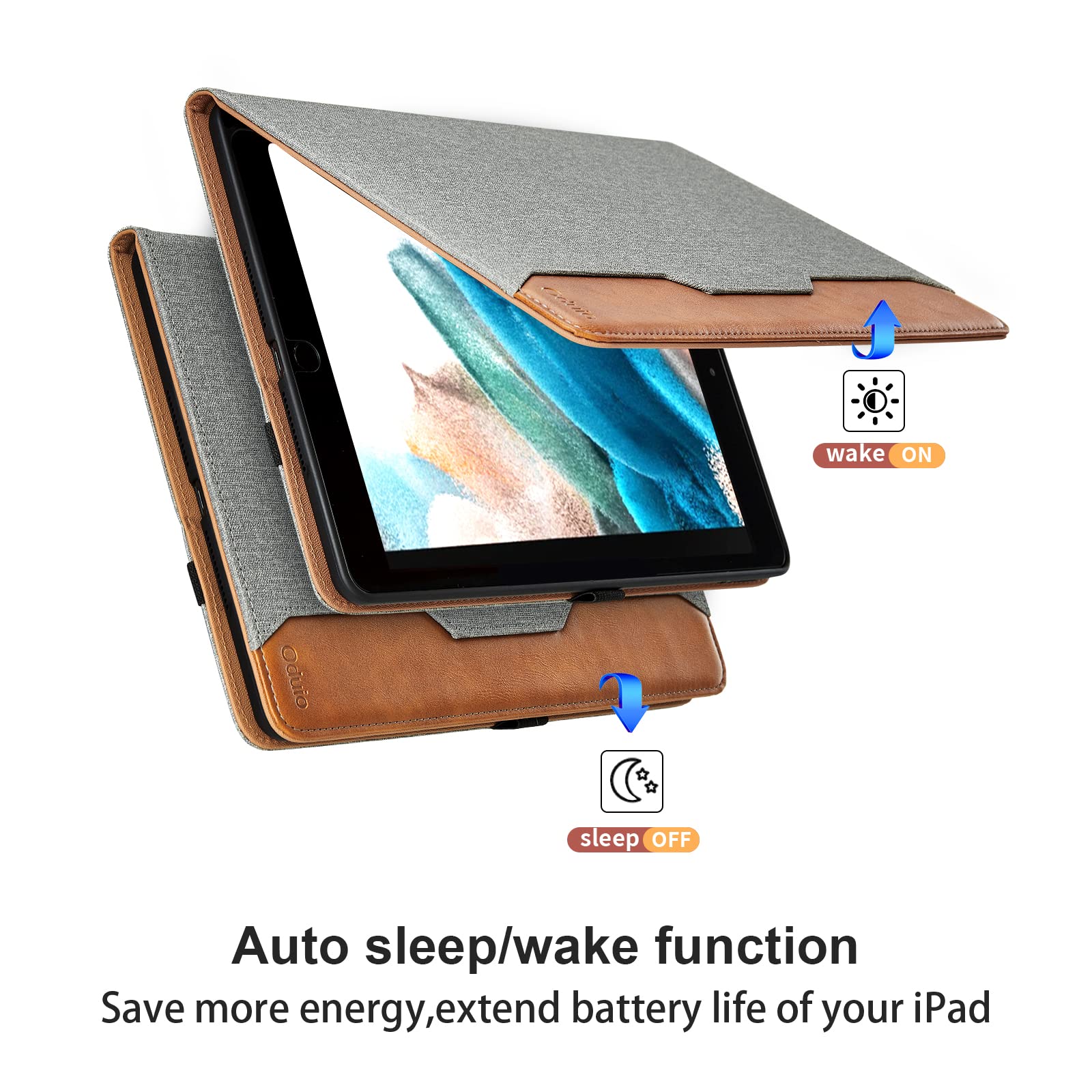 Case for Samsung Galaxy Tab A8 10.5 inch 2022 (SM-X200/X205/X207), Premium PU Leather Tablet Case with Hand Strap Large Pocket Auto Wake/Sleep Smart Cover, Gray