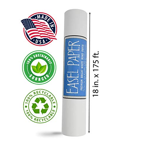 White Art Easel Paper Roll (18 Inch by 75 Feet) β 100% Recyclable Non-Yellowing Arts and Crafts Bond Paper for Paper Tablecloths, Bulletin Board Backing and Wall-Mount Note Stations
