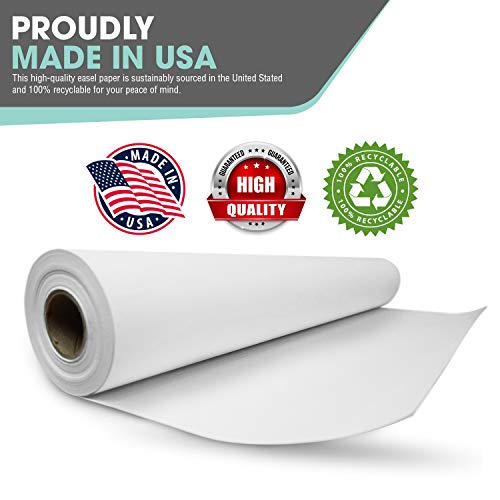 White Art Easel Paper Roll (18 Inch by 75 Feet) β 100% Recyclable Non-Yellowing Arts and Crafts Bond Paper for Paper Tablecloths, Bulletin Board Backing and Wall-Mount Note Stations