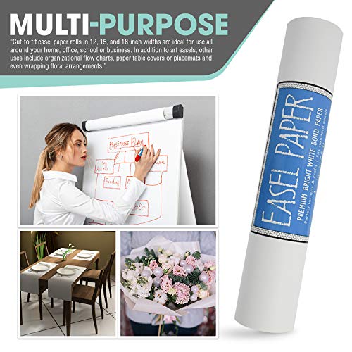White Art Easel Paper Roll (18 Inch by 75 Feet) β 100% Recyclable Non-Yellowing Arts and Crafts Bond Paper for Paper Tablecloths, Bulletin Board Backing and Wall-Mount Note Stations