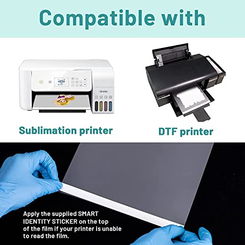 KASYU DTF Powder Film Kit with Sensor Recognition Stickers for DTF&Sublimation Printers,1.1 lbs White Digital Hot Melt Adhesive&10Pcs Direct to Film, Pretreated Iron-on Transfer Paper for All Fabrics
