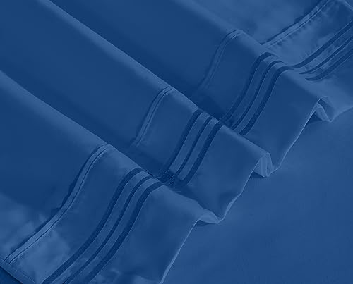 RUVANTI Full Size Sheets Set, Brushed Microfiber Sheets 4 Pieces (1 Fitted Sheet, 1 Flat Sheet, 2 Pillowcases), with 15-inch Deep Pockets, Lightweight & Compfy Premium Hotel Bedding, Royal Blue