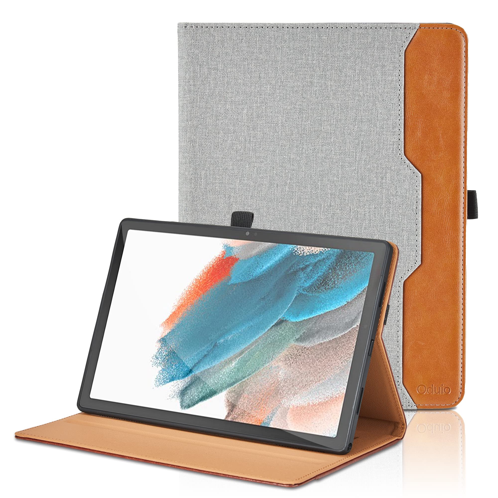 Case for Samsung Galaxy Tab A8 10.5 inch 2022 (SM-X200/X205/X207), Premium PU Leather Tablet Case with Hand Strap Large Pocket Auto Wake/Sleep Smart Cover, Gray