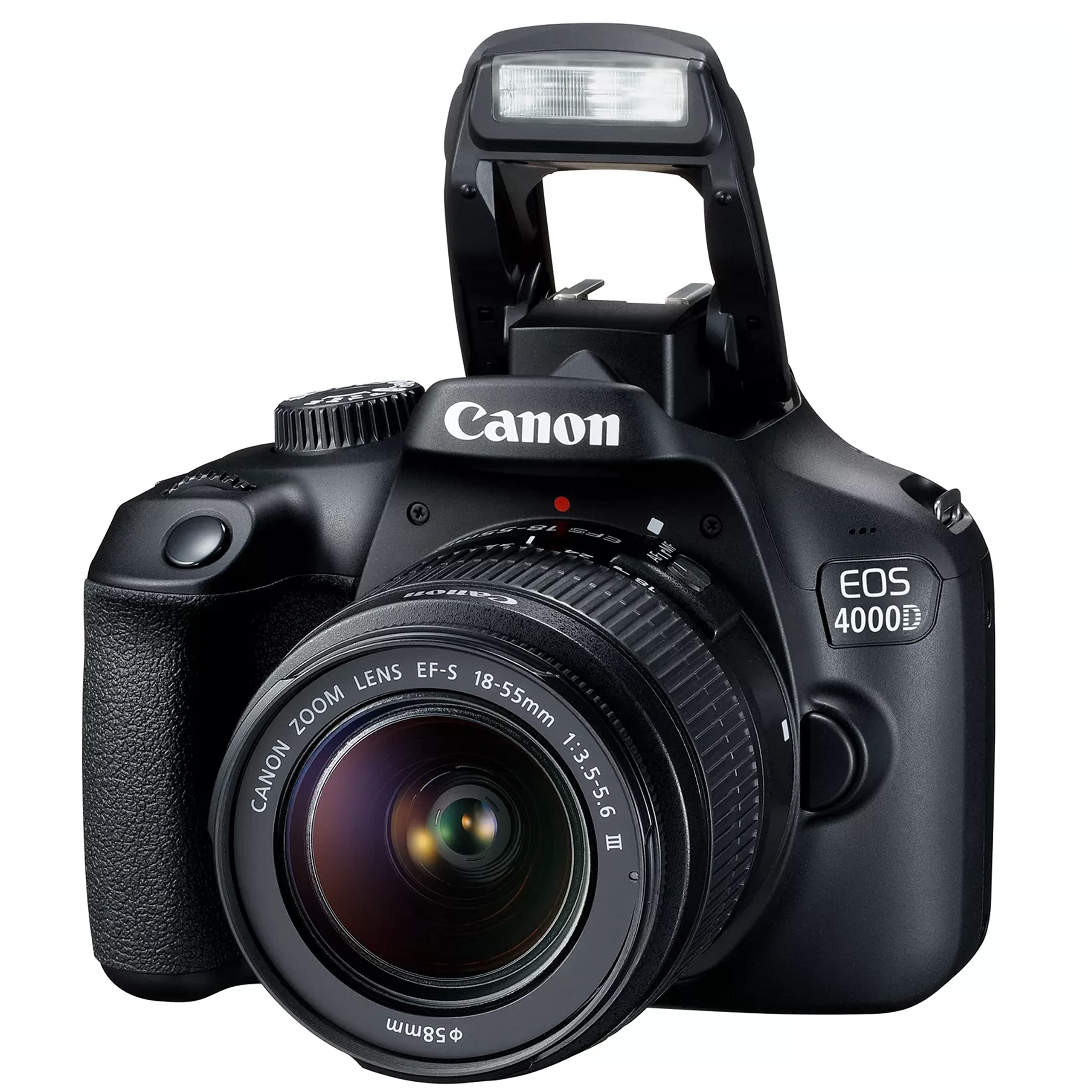 Canon EOS 4000D (Rebel T100) DSLR Camera w/EF-S 18-55mm F/3.5-5.6 Zoom Lens + 128GB Memory + Case+ Steady Grip Pod + Tripod + Filters + Lenses + Software + More (42pc Bundle)