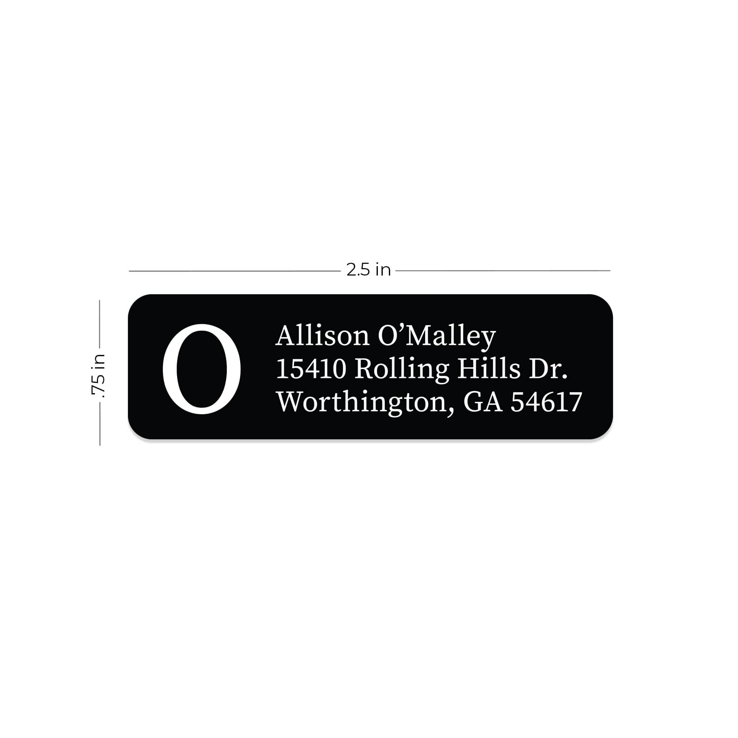 Simple Black Monogram Rolled Address Labels / 250 Personalized Return Address Labels/Designer Address Stickers in Elegant Plastic Dispenser