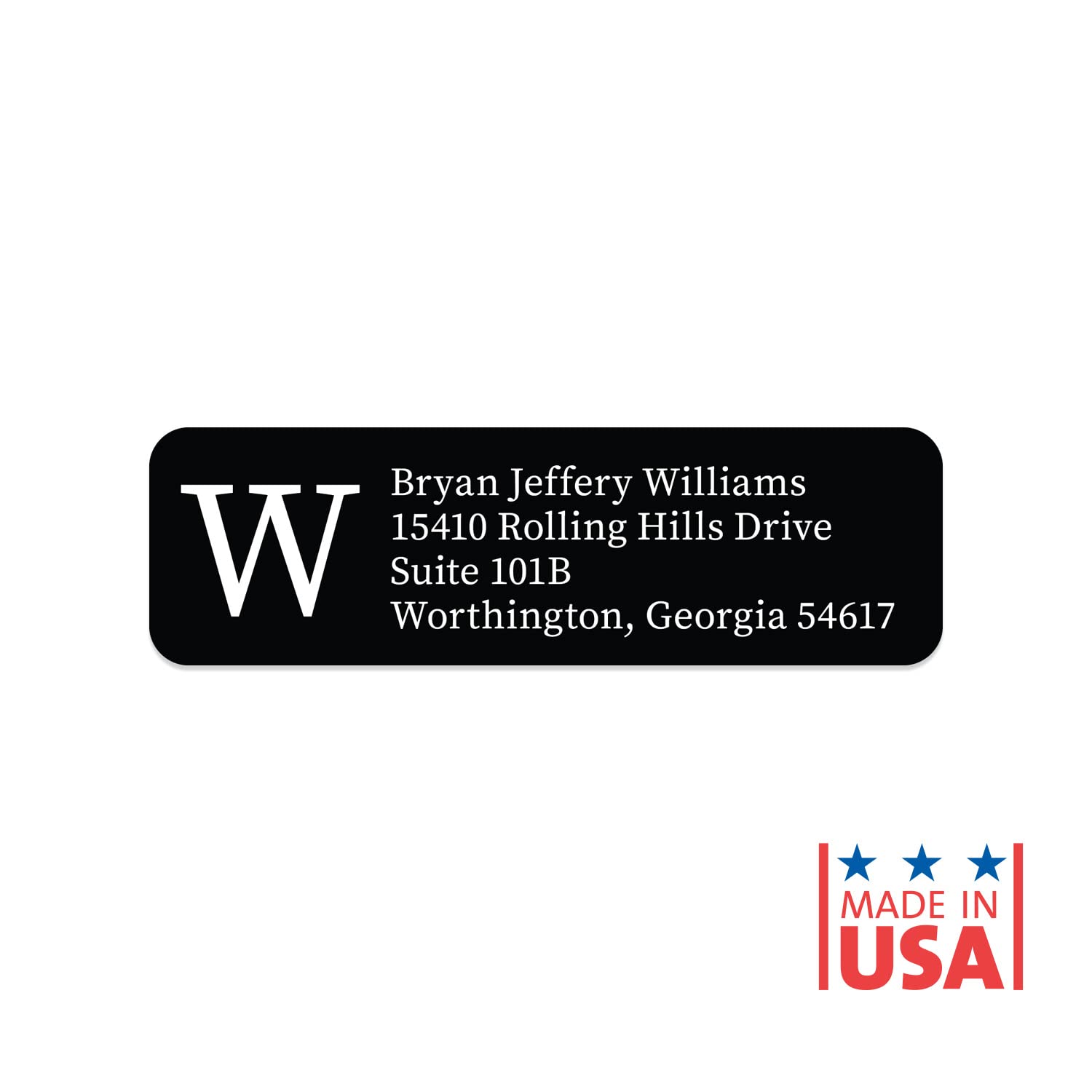 Simple Black Monogram Rolled Address Labels / 250 Personalized Return Address Labels/Designer Address Stickers in Elegant Plastic Dispenser