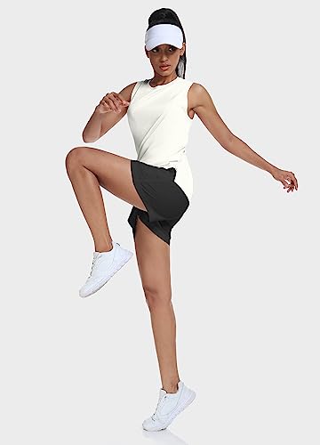Hiverlay Women's Workout Athletic Running Tank Tops Loose Fit Exercise Sports Gym Muscle Shirts White m