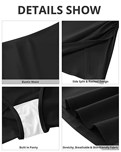 GRAPENT Womens Swim Skirt - Black Bikini Bottoms - Sizes 4 & 6