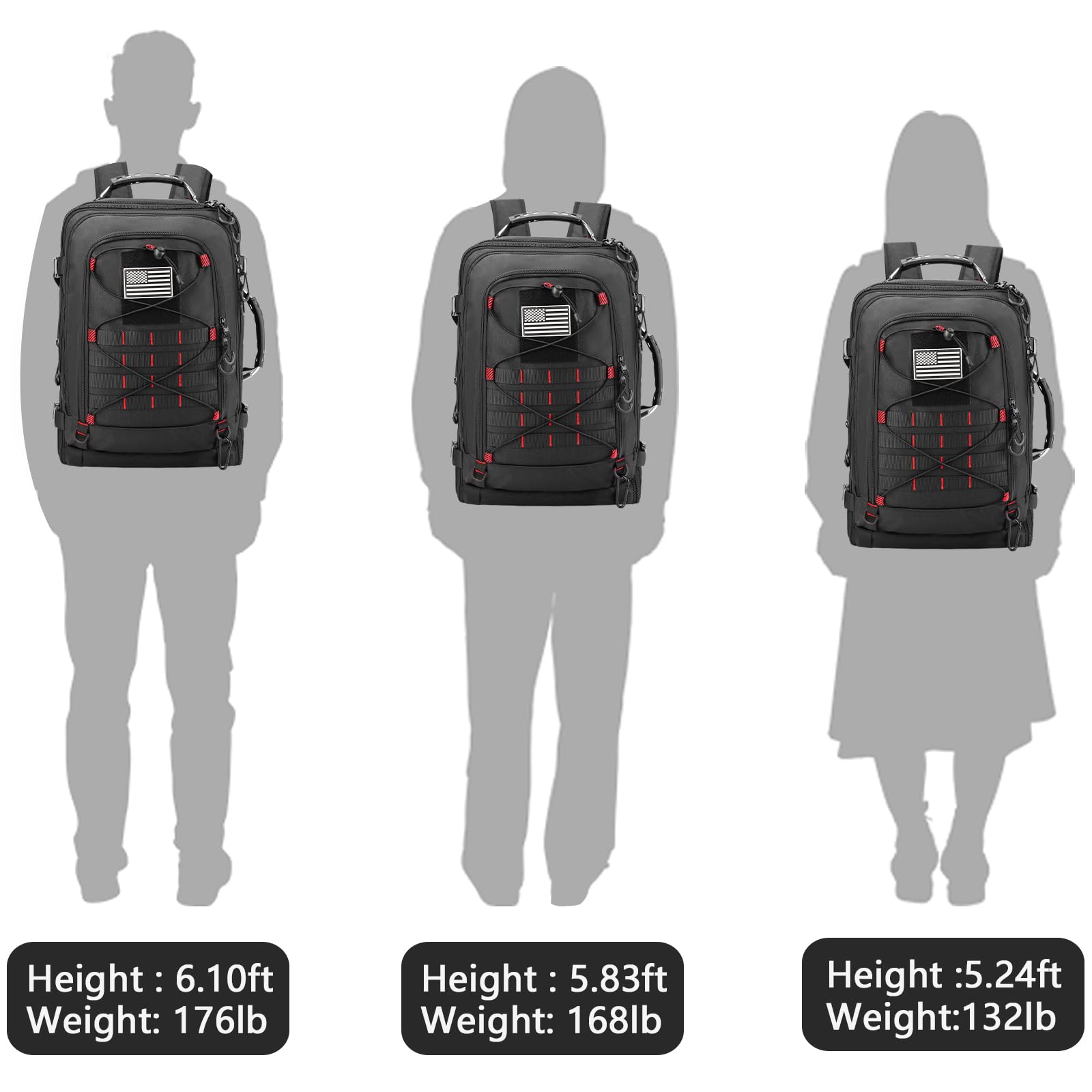 Vancropak Travel Backpack for Men, Extra Large 17.3 inch Laptop Backpacks, Flight Approved Sturdy Carry on Suitcase for Airplanes with 3 Packing Cubes, Expandable 50L Luggage Daypack Duffel Bag, Black