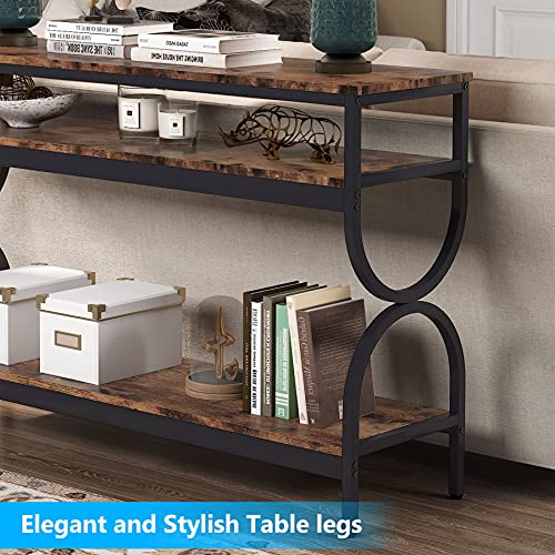LITTLE TREE 55 Inch Long Narrow Entryway Hallway Accent Console Table Industrial TV Stand