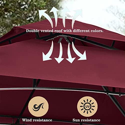8x5 Ft Gazebo Outdoor Barbecue Canopy Shelter Tent Lightweight Canopies Pergola with Hook and Bar Counters, for Party Grill Picnic Wedding Home & Commercial