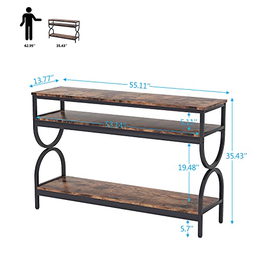 LITTLE TREE 55 Inch Long Narrow Entryway Hallway Accent Console Table Industrial TV Stand