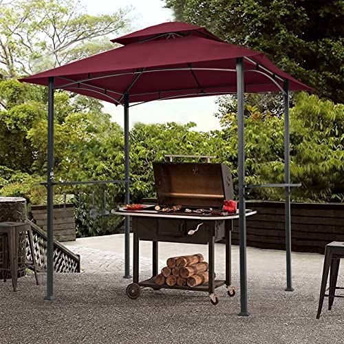 8x5 Ft Gazebo Outdoor Barbecue Canopy Shelter Tent Lightweight Canopies Pergola with Hook and Bar Counters, for Party Grill Picnic Wedding Home & Commercial