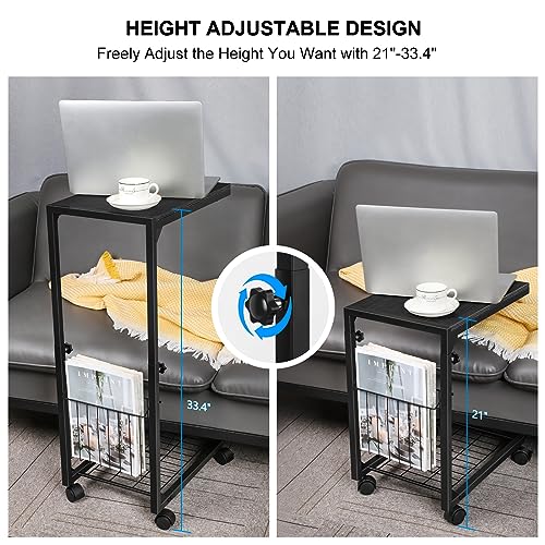 C Shaped End Table Set of 2, Black
