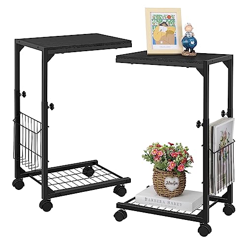 C Shaped End Table Set of 2, Black