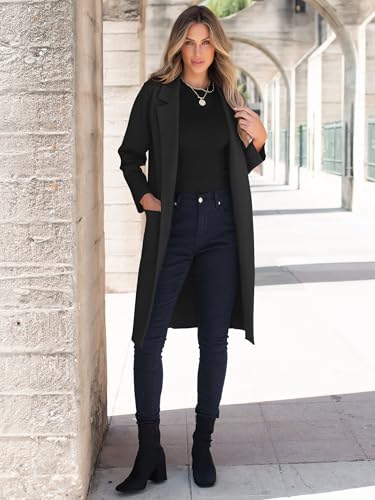 ANRABESS Women Cardigan Sweater Jackets Open Front Thick Knit Oversized Blazer Coatigan 2025 Fall Winter Long Coats Outwear Black Large