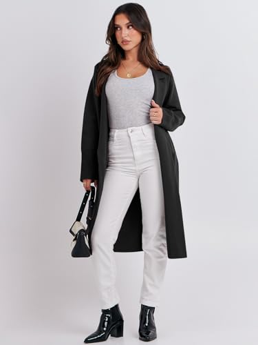 ANRABESS Women Cardigan Sweater Jackets Open Front Thick Knit Oversized Blazer Coatigan 2025 Fall Winter Long Coats Outwear Black Large