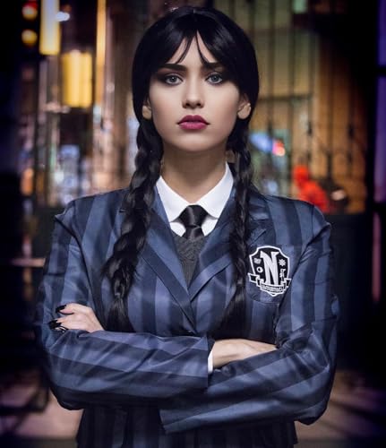 Aicos Black Braided Costume Wig for Girls Kids Long Straight Cosplay Wig for Halloween Party+Wig Cap