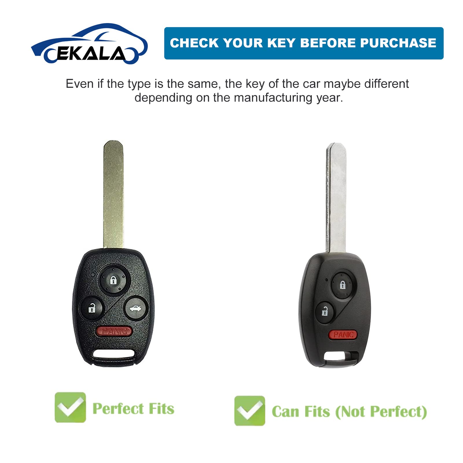 EKALA for Honda Key Fob Cover Soft TPU Full Protection Smart Key Case Shell with Bling Keychain Fit for Honda Accord Civic CR-V Pilot Element 4 Buttons Remote Smart Key Fob Holder (R-Hod-4R-W)