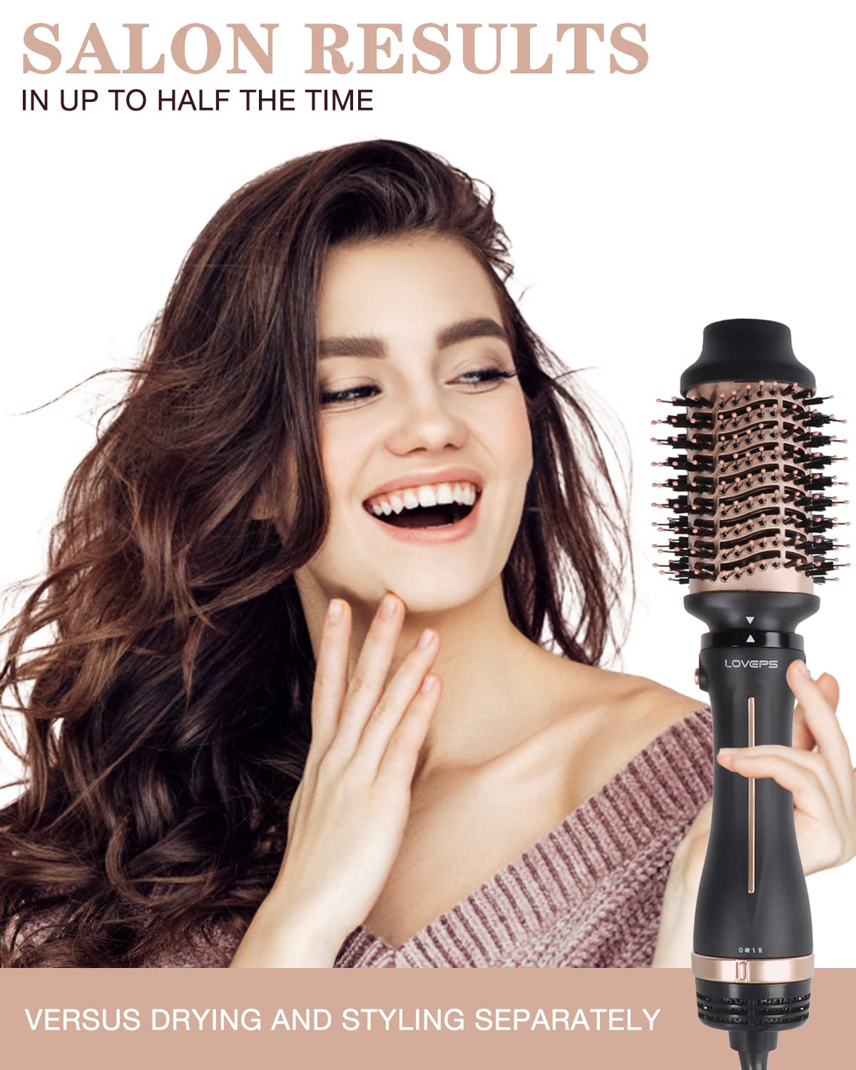 LOVEPS 1000W Oval Brush Hair Dryer, ALCI Safety Plug, Gold