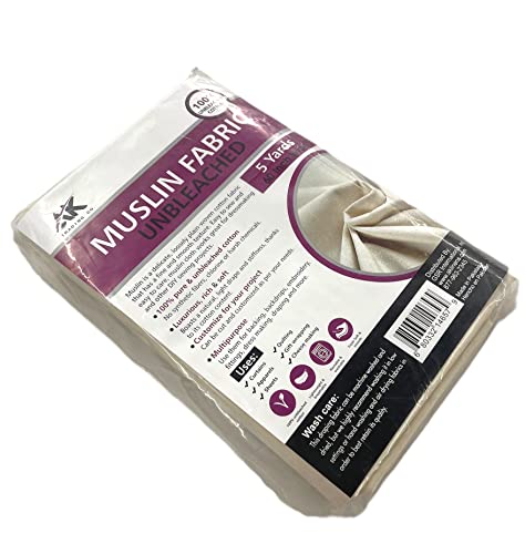 AK TRADING CO. AK Trading 60" Wide Natural Muslin, 100% Cotton Fabric, Unbleached-5 Yards