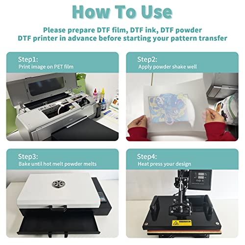 DTF Powder White Digital Transfer Hot Melt Adhesive, 400g/14oz DTF Pretreat Powder for DTF Printer Direct Print on All Fabric Include Jeans Cotton T Shirt Textile etc