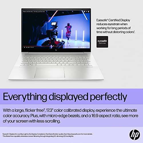 HP Envy Laptop, 17.3“ FHD Touchscreen Display, Intel Core i7-1260P Processor, 32GB RAM, 1TB SSD, Backlit Keyboard, SD Card Reader, HDMI, Wi-Fi 6, Windows 11 Home, Silver