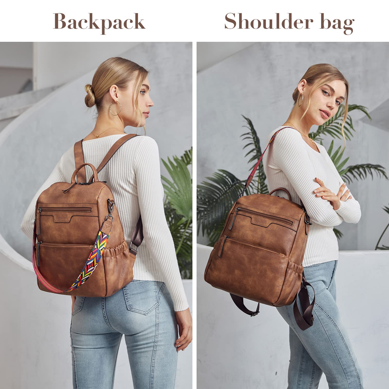 BOSTANTEN Leather Small Crossbody Bags＆Backpack Purse for Women Fashion Travel Backpacks