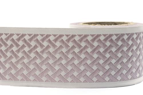 3.8 Yards Spool 2.7" Light Magenta & Beige Knot Embroidered Drapery Trim Jacquard Ribbon for Your Drapes Curtains Drapery Banding Trim Tape V2 179