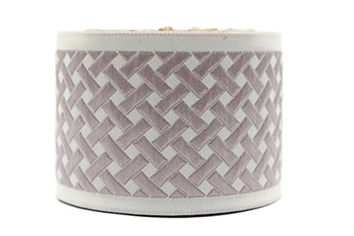 3.8 Yards Spool 2.7" Light Magenta & Beige Knot Embroidered Drapery Trim Jacquard Ribbon for Your Drapes Curtains Drapery Banding Trim Tape V2 179