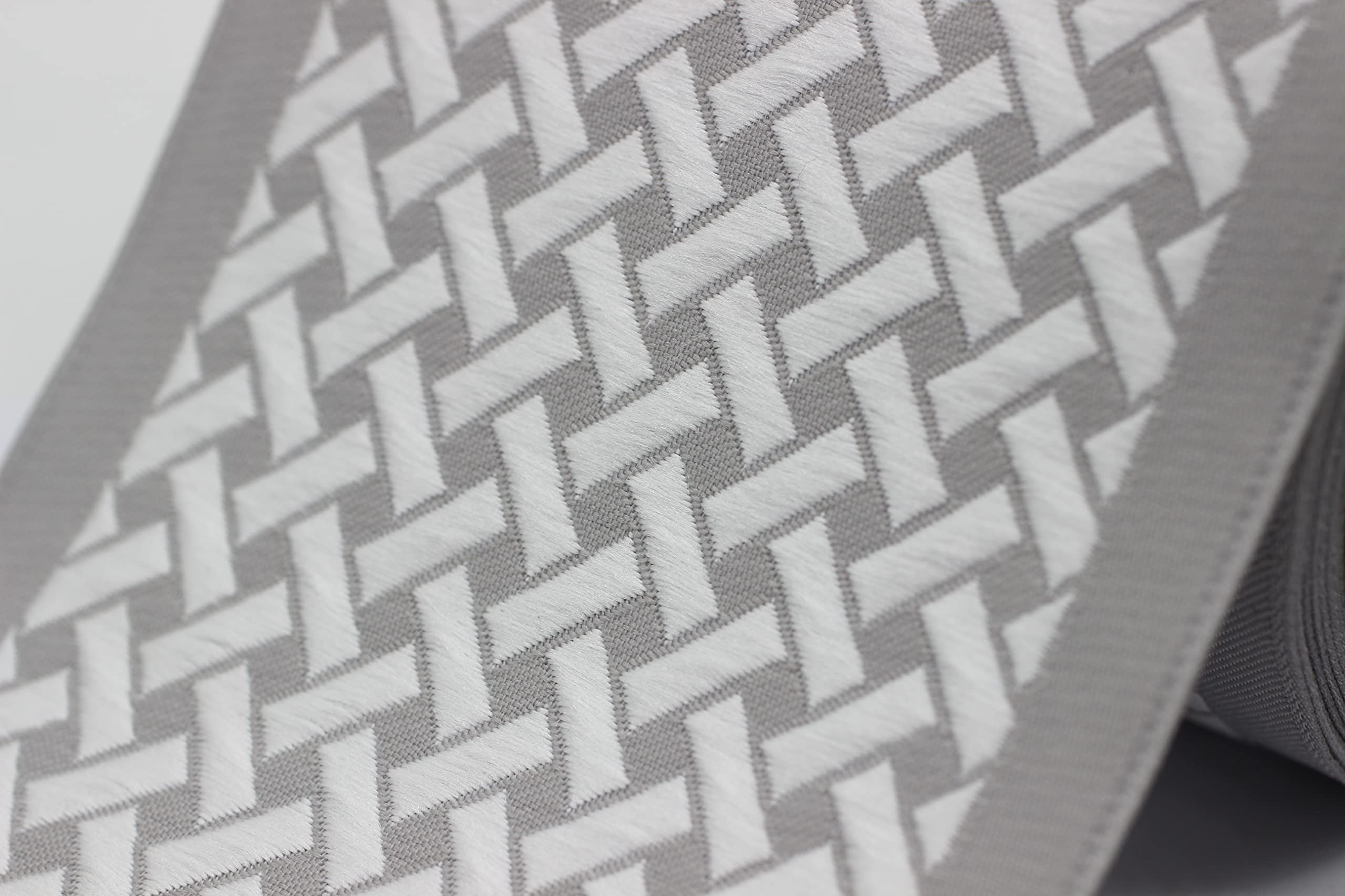 3.8 Yards Spool 3.9" White & Gray Knot Embroidered Drapery Trim Jacquard Ribbon for Your Drapes Curtains Drapery Banding Trim Tape V3 179