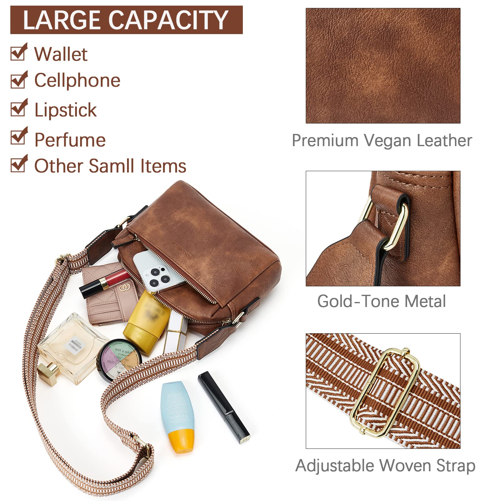 BOSTANTEN Leather Small Crossbody Bags＆Backpack Purse for Women Fashion Travel Backpacks