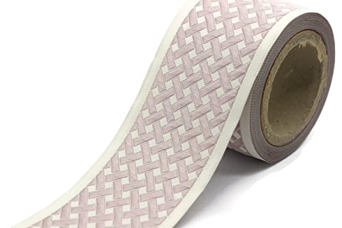 3.8 Yards Spool 2.7" Light Magenta & Beige Knot Embroidered Drapery Trim Jacquard Ribbon for Your Drapes Curtains Drapery Banding Trim Tape V2 179