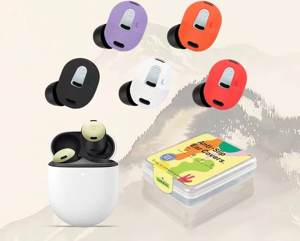 JNSA Compatible with Google Pixel Buds Pro Earbuds Cover Anti-Slip Covers Tips Ear Gels Accessories, Fit in The Charge case, 5 Color 5 Pairs Anti Slip