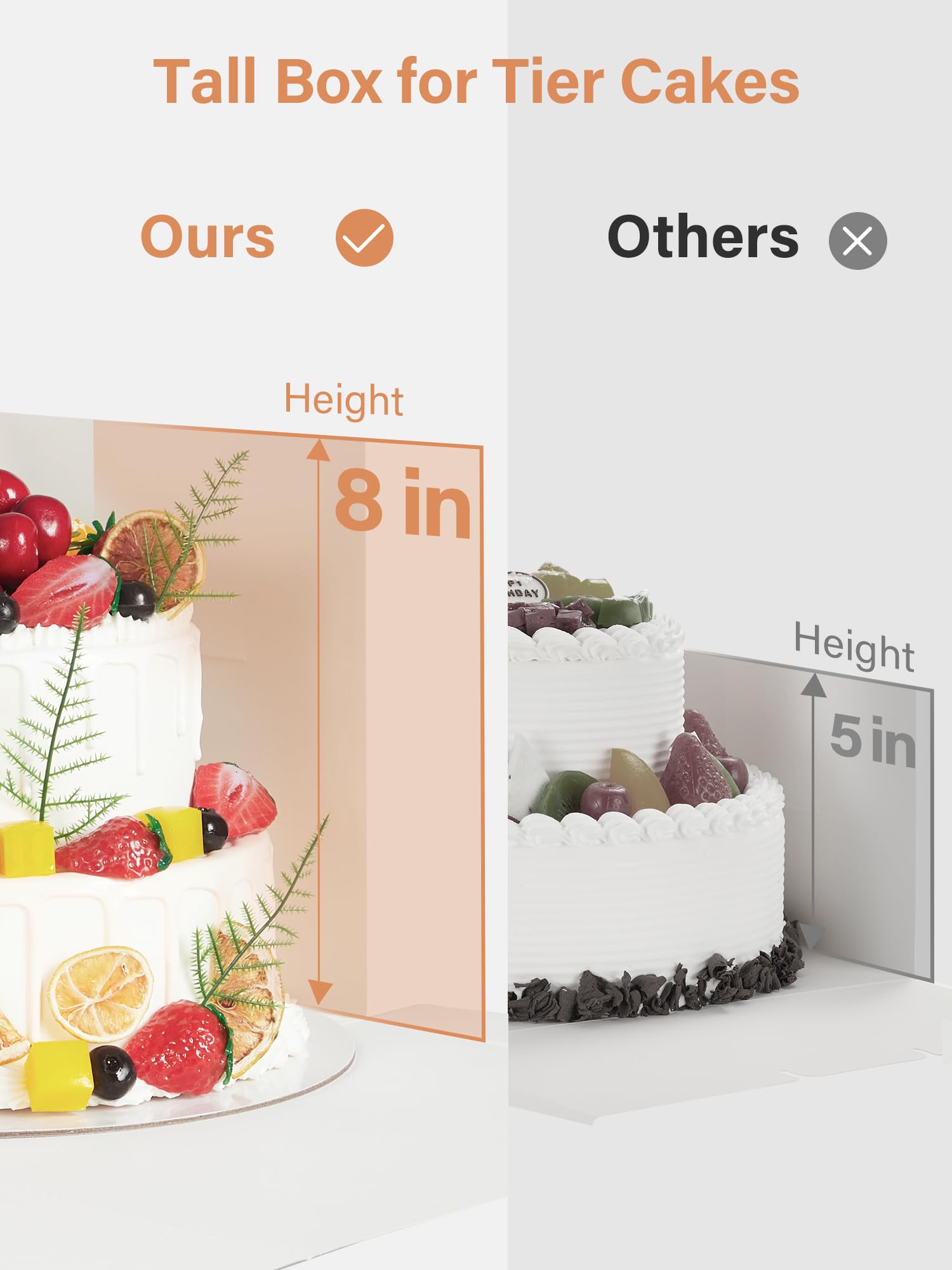 Kootek 10 Sets Cake Boxes 10 inch, 10x10x8 Inches White Bakery Box with Boards, Tall Cake Cardboard Containers for Multi-Layer Cakes, Cake Decorating for Mother's Day