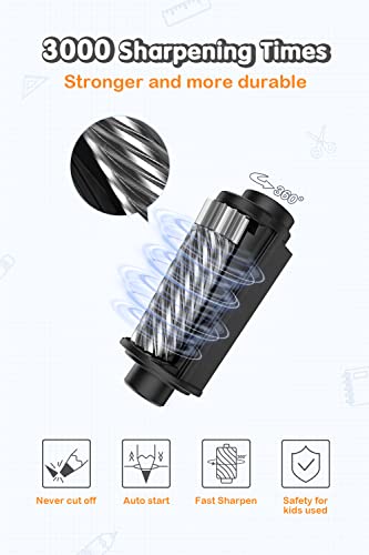 Electric Pencil Sharpener RIYO Heavy-Duty Helical Blade Auto Pencil Sharpener with Battery Operated for No.2(6-8mm) Pencils and Colored Pencils in School/Office/Home,Black(Not Included AC Adapter)