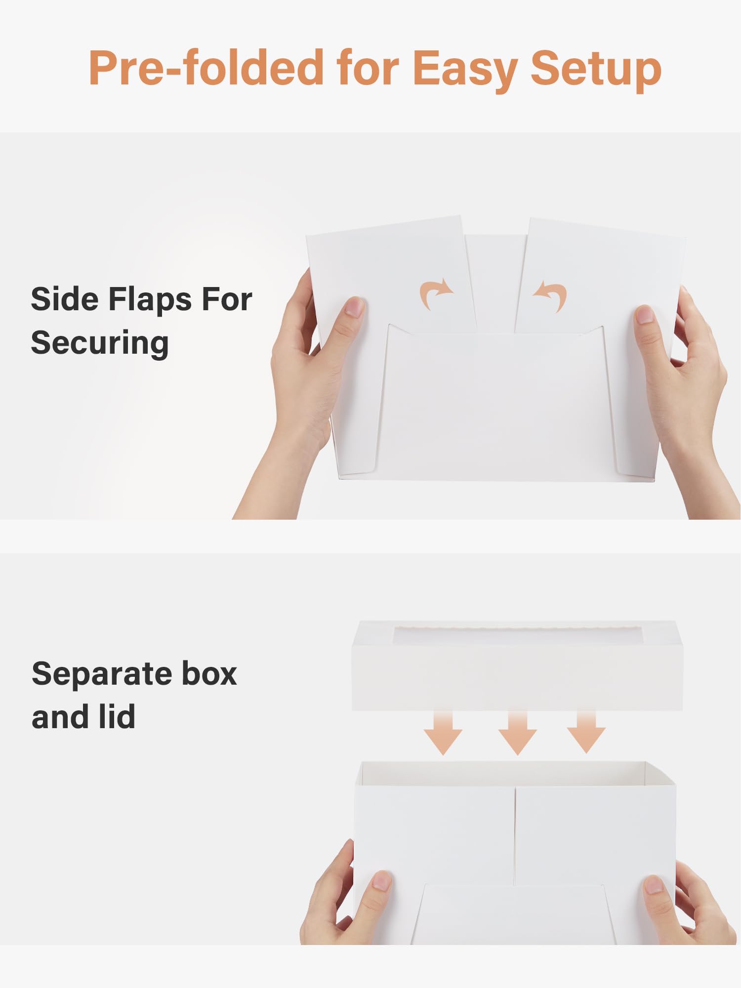 Kootek 10 Sets Cake Boxes 10 inch, 10x10x8 Inches White Bakery Box with Boards, Tall Cake Cardboard Containers for Multi-Layer Cakes, Cake Decorating for Mother's Day