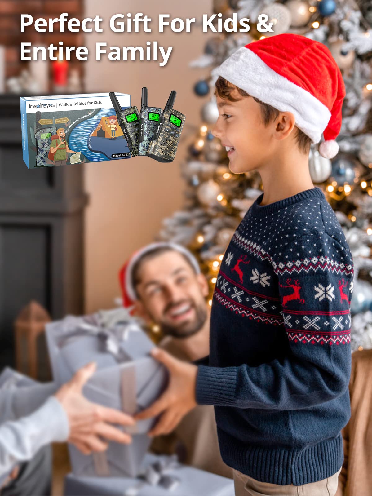 Inspireyes Walkie Talkies for Kids Rechargeable, Easter Basket Essentials Stuffers, Long Range 2 Way Radio, Outdoor Camping Games Toy Birthday Xmas Gift for Boys Age 8-12 3-5, 3 Pack Camo