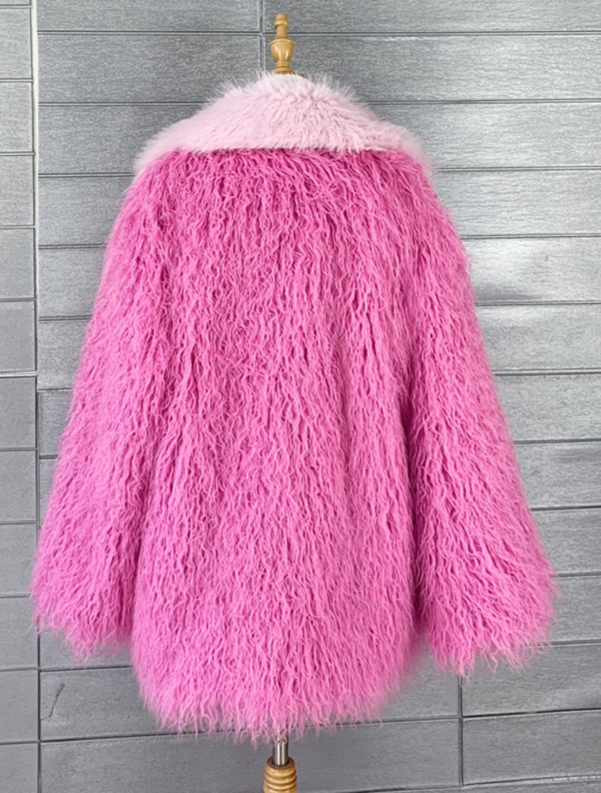 Vickstco Women's Fluffy Long Colorful Faux Fur Jacket Overcoat Warm Outwear Parka Coat Outwear
