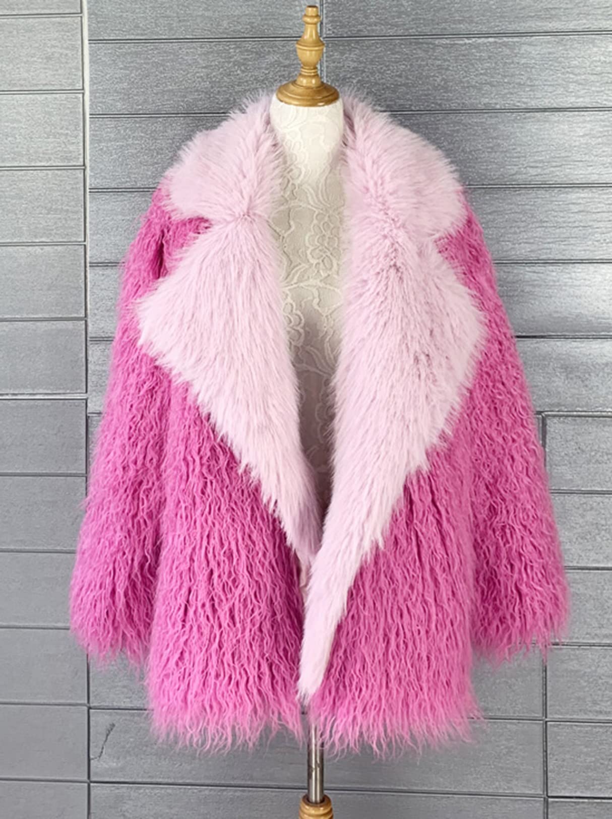 Vickstco Women's Fluffy Long Colorful Faux Fur Jacket Overcoat Warm Outwear Parka Coat Outwear