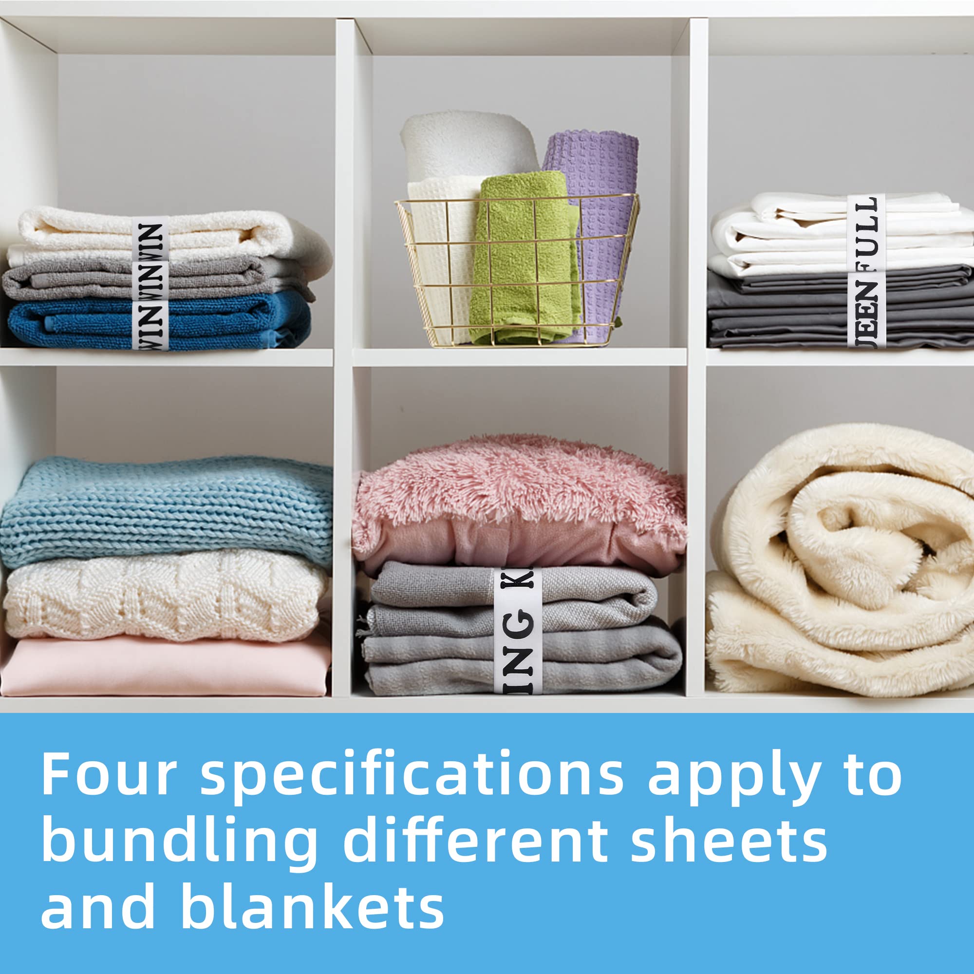 codree 8 Pieces Bed Sheet Organizer Bands- Sheet Keepers Closet Organization- Elastic Bed Sheet Storage- Bedding Bands for Foldable Bedsheet, Pillow Case, Duvet (Queen)