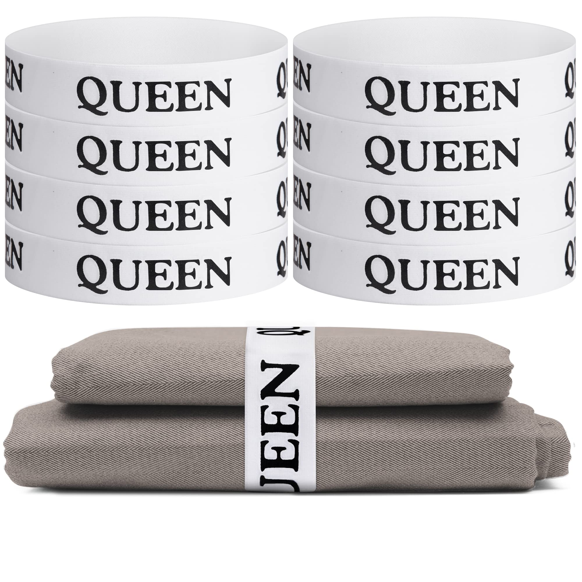 codree 8 Pieces Bed Sheet Organizer Bands- Sheet Keepers Closet Organization- Elastic Bed Sheet Storage- Bedding Bands for Foldable Bedsheet, Pillow Case, Duvet (Queen)