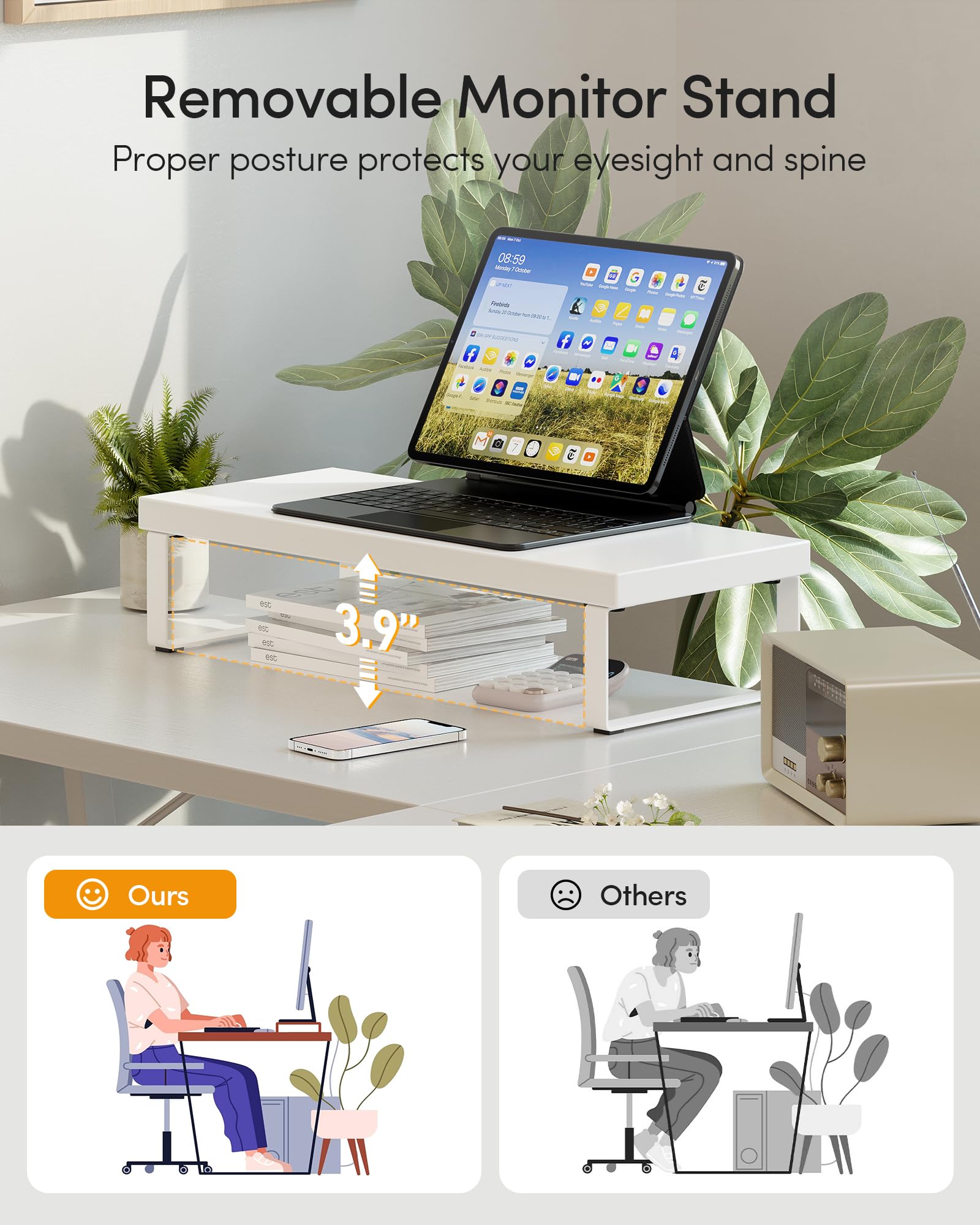 CubiCubi L Shaped Gaming Desk Computer Office Desk, 67 inch Corner Desk with Large Monitor Stand for Home Office Study Writing Workstation, White