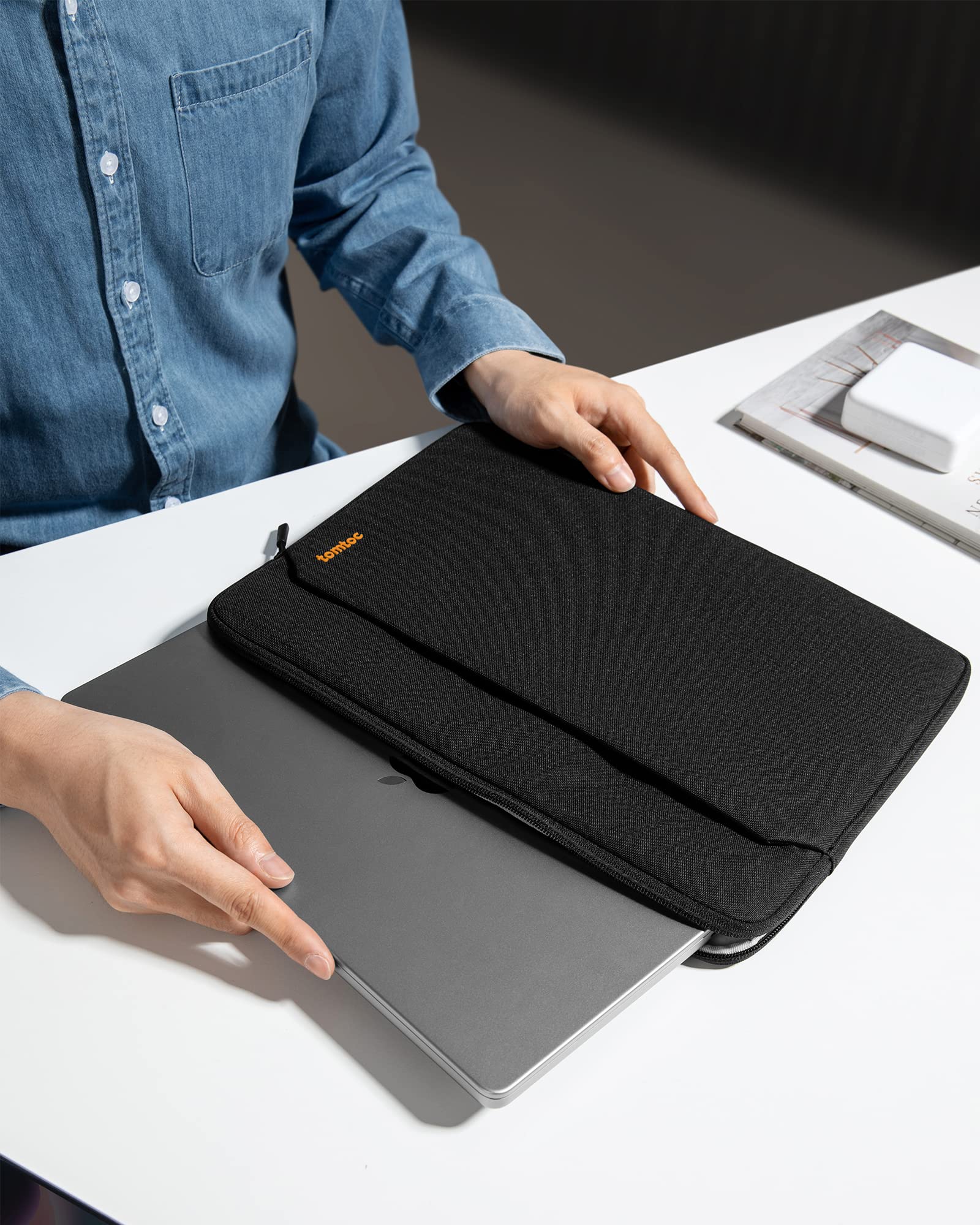 tomtoc Slim Laptop Sleeve for 14-inch MacBook Pro M4/M3/M2/M1 Pro/Max 2024-2021, Water-Resistant Protective Case for 13.8 Inch Surface Laptop AI PC, Accessory Bag