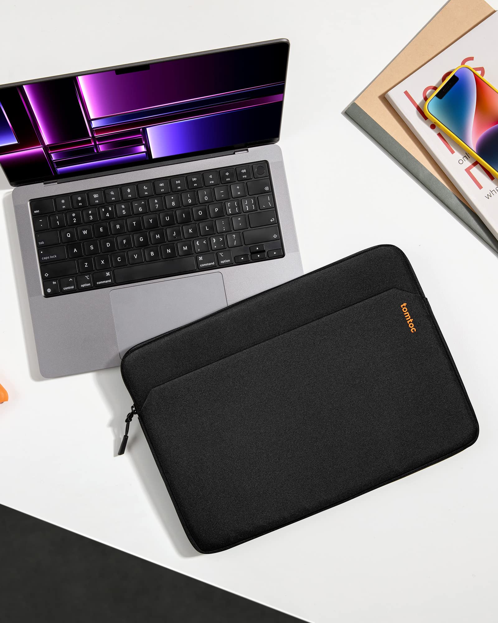 tomtoc Slim Laptop Sleeve for 14-inch MacBook Pro M4/M3/M2/M1 Pro/Max 2024-2021, Water-Resistant Protective Case for 13.8 Inch Surface Laptop AI PC, Accessory Bag
