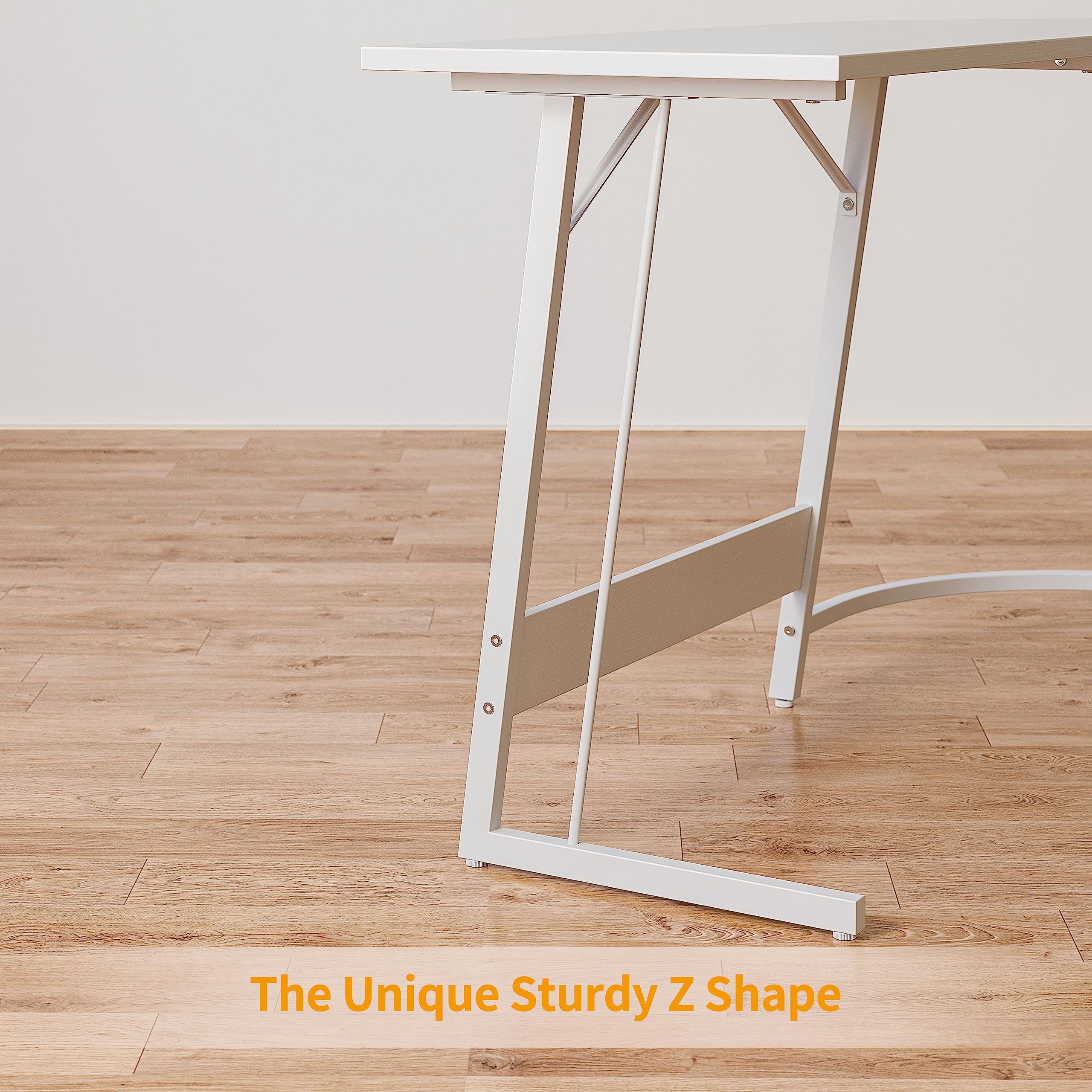 CubiCubi L Shaped Gaming Desk Computer Office Desk, 59 inch Corner Desk with Large Monitor Stand for Home Office Study Writing Workstation, White