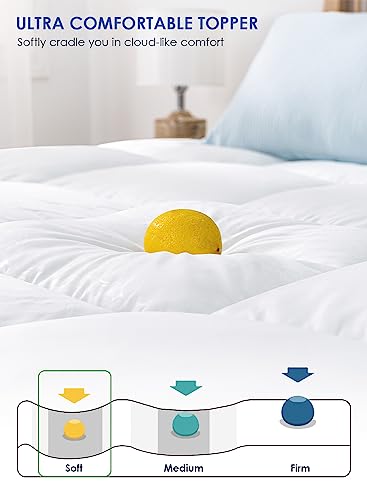 QUEEN ROSE Mattress Topper Full, Extra Thick Mattress Pad Topper, Pillow Top Soft Mattress Bed Topper Cover with 8-21” Deep Pocket, Overfilled Down Alternative, Plush for Back Pain Relief, White