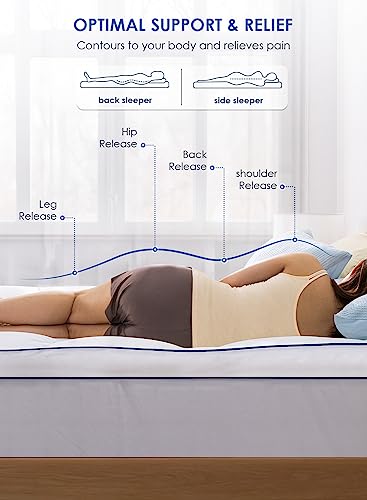 QUEEN ROSE Mattress Topper Full, Extra Thick Mattress Pad Topper, Pillow Top Soft Mattress Bed Topper Cover with 8-21” Deep Pocket, Overfilled Down Alternative, Plush for Back Pain Relief, White